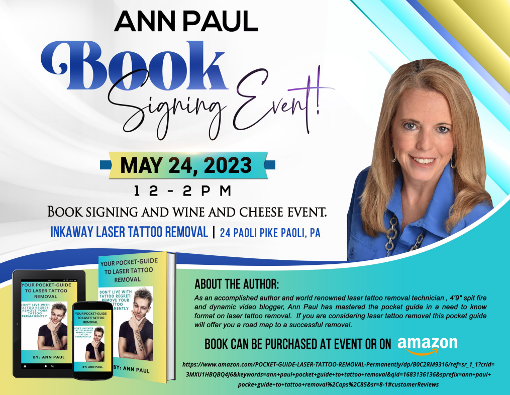 Book Signing Flyer - InkAway Laser Tattoo Removal